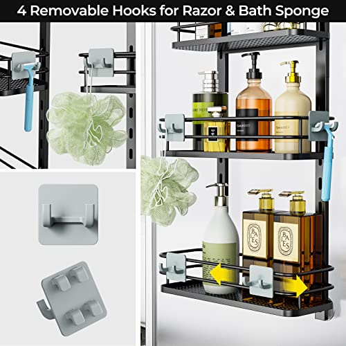 ODesign Shower Caddy Hanging Over the Door Bathroom Kitchen Shelves Organizer Basket Rustproof - Black