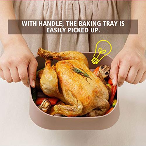EMVANV Air Fryer Pot, Silicone Square Replacement Basket Grill Pan Baking Microwave Oven Square Tray Air Fryer Oven Accessories