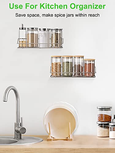 SMARTAKE 2-Pack Shower Caddy, Adhesive Bathroom Shelf Wall Mounted, No Drilling Strong Shower Caddies Kitchen Racks - Stainless Steel Storage Organizers (9.9 Inches), Silver