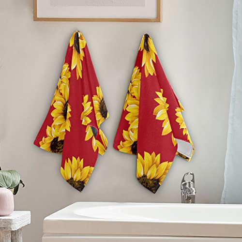Kigai Towels Sunflower Pattern Kitchen Towels 100% Cotton Soft & Absorbent Towels for Bathroom Thick Plush Hand Towel Beach, Pool, Gym, Yoga Quick Dry Towel Set 28.3x14.4in