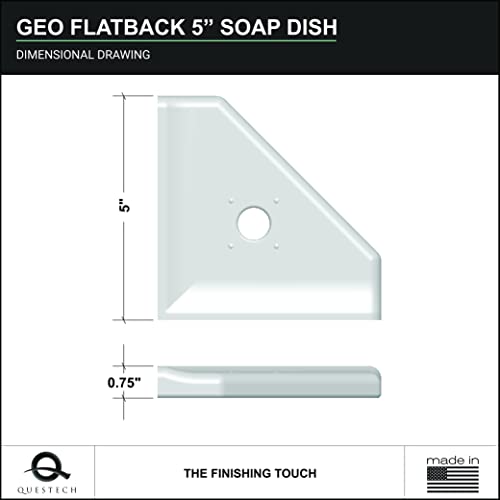 Questech Décor 8 Inch Corner Shower Shelf and 5 Inch Shower Caddy Soap Dish, Geo Flatback Wall Mounted Bathroom Shower Organizer, Bright White Polished