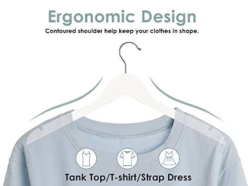 StorageWorks White Wooden Hangers, 10 Pack Slim Natural Wood Hangers, Premium Solid Wood Clothes Hanger for Tank Top, T-Shirt, Strap Dress