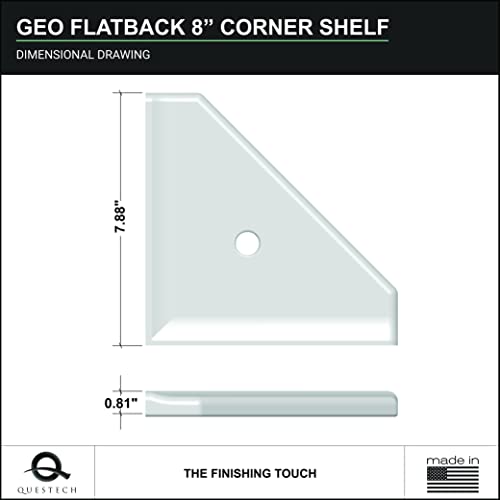 Questech Décor 8 Inch Corner Shower Shelf and 5 Inch Shower Caddy Soap Dish, Geo Flatback Wall Mounted Bathroom Shower Organizer, Bright White Polished