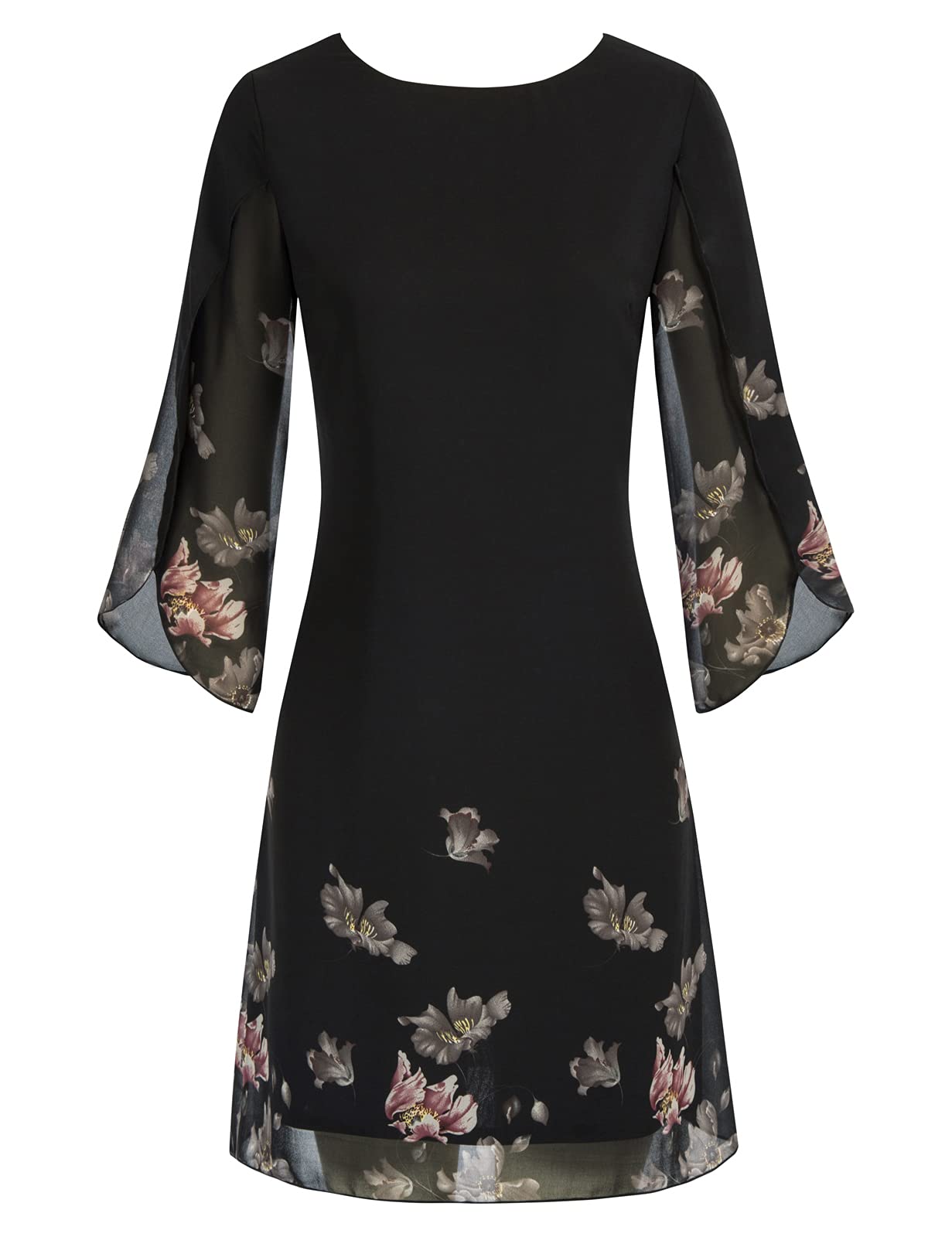 Elegant Women Dresses Summer 2023 Formal Dresses Black-Pink Flower L