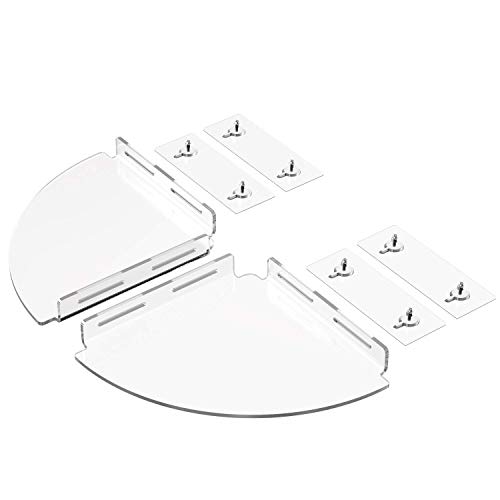 Vdomus Acrylic Shower Corner Shelf 2 Pack in a Set & 4 Pieces Transparent Adhesives for No Drilling Shower Wall Shelf