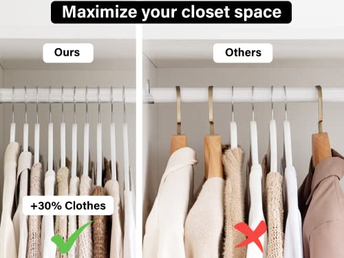 StorageWorks White Wooden Hangers, 10 Pack Slim Natural Wood Hangers, Premium Solid Wood Clothes Hanger for Tank Top, T-Shirt, Strap Dress