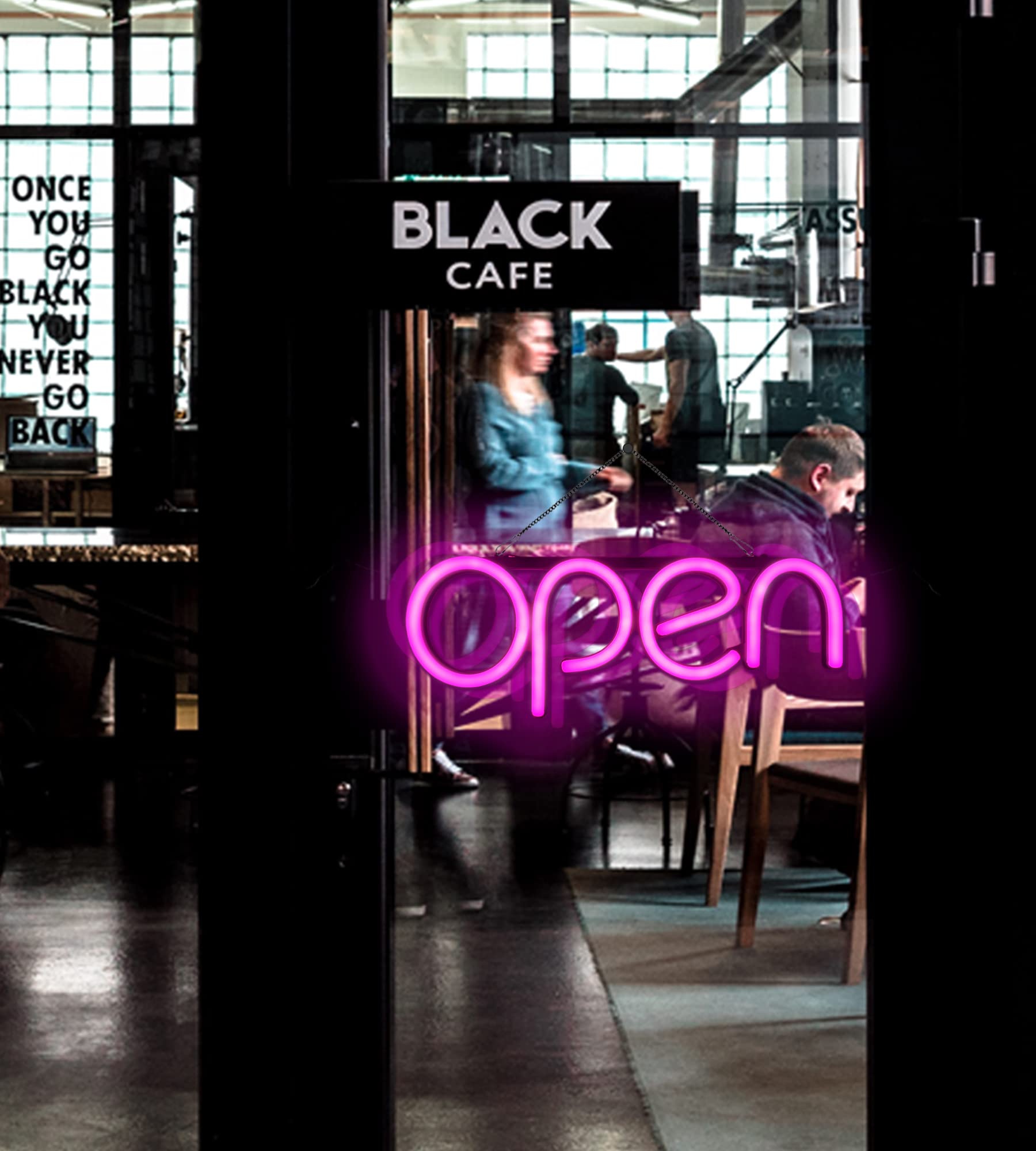 Open Signs for Business,LED Neon Open Sign,16x6 inch Lighted Sign for Restaurants Offices Retail Shops Window Storefronts,12V/1A Power Supply,with ON/OFF Switch (Horizontal Rose Red)