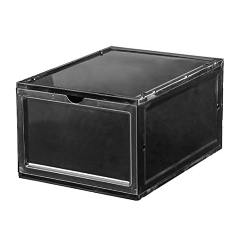 Toyvian Entryway Shoe Storage Bench Shoe Box Shoe Storage Boxes Magnetic Folding Stackable Shoes Cases Organizer Bins Container for Home Shop Black Shoes Container