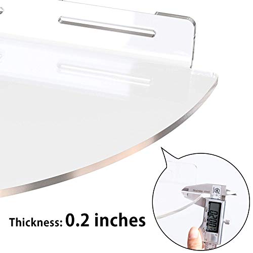 Vdomus Acrylic Shower Corner Shelf 2 Pack in a Set & 4 Pieces Transparent Adhesives for No Drilling Shower Wall Shelf
