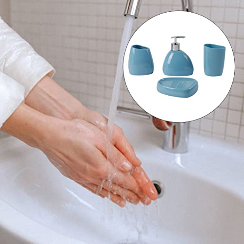 4pcs Farmhouse Decor Toothpaste Home Suit Acrylic Dispenser, Holder, Restaurant, Accessory Bathroom and Vanity Toothbrush Soap Accessories, Hotle Tumbler Bottle Dish Dispenser