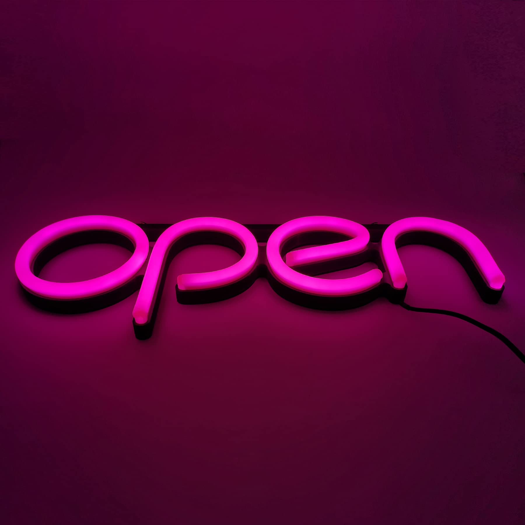 Open Signs for Business,LED Neon Open Sign,16x6 inch Lighted Sign for Restaurants Offices Retail Shops Window Storefronts,12V/1A Power Supply,with ON/OFF Switch (Horizontal Rose Red)