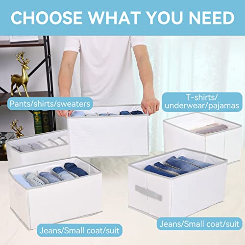 2 Pack Wardrobe Clothes Organizer, 5-7 Grids Clothes Organizer with Support Plates, Foldable Washable Clothes Drawer Organizer and Clothes Organizer for T-Shirts, Bras, Pajamas, Bottoms (7Grids)
