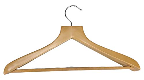 Natural Finish Deluxe Suit Hanger with Bar (Set of 5)