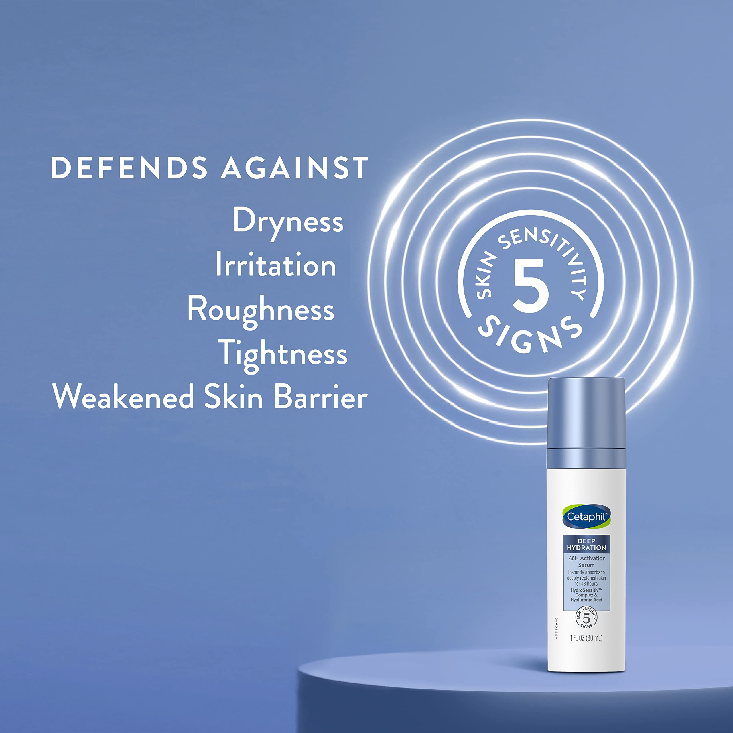 Cetaphil Deep Hydration Fragrance Free 48 Hour Activation Serum, 1 Fl oz, 48Hr Dry Skin Face Moisturizer for Sensitive Skin, With Hyaluronic Acid, Vitamin E & B5, Dermatologist Recommended