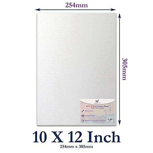 10 X 12β Canvas Panel Stretched Blank Canvas Board Primed Artist Boards 100% Cotton for Oil Paint Acrylic Painting Mixed Media White Canvases Painting Panel (10x12 Inch - 10 Boards)
