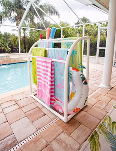 TowelMaid Original Made in The USA 5 Bar Curved Outdoor Poolside Storage Towel Rack