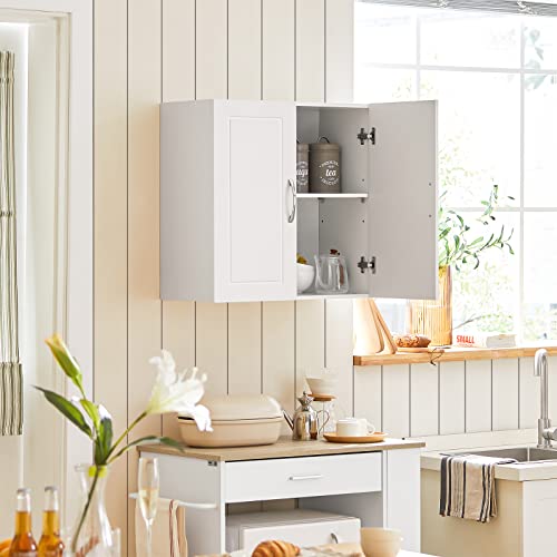 Haotian FRG231-W, White Kitchen Bathroom Wall Cabinet, Garage or Laundry Room Wall Storage Cabinet, White Stipple, Linen Tower Bath Cabinet, Cabinet with Shelf