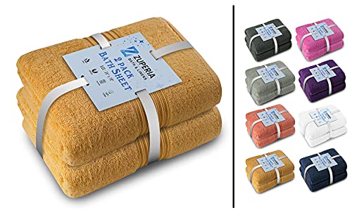 ZUPERIA 100% Combed Cotton Bath Sheet- 600 GSM- (35" x 70") 2 Pack Ultra Soft Large Bath Towels, Highly Absorbent Daily Usage Oeko-TEX Certified Ideal for Pool, Home, Gym (Beige)