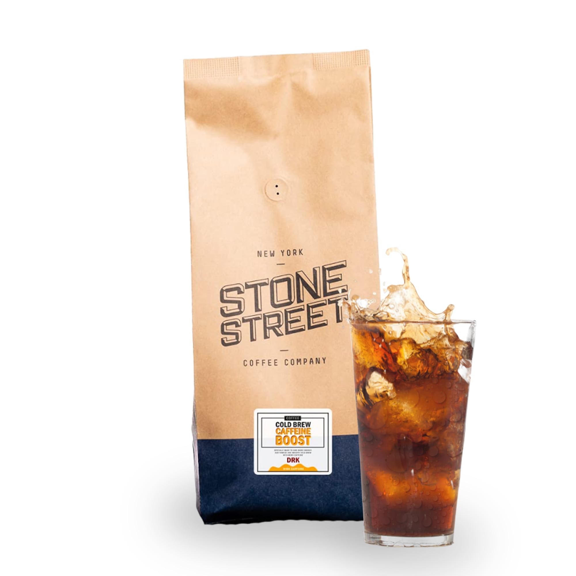 Stone Street Cold Brew Coffee, High Caffeine ‘Boost Blend’, Coarse Ground Coffee, Dark Roast, 2 LB