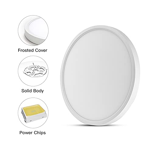 Roomratv Ceiling Light Fixture Flush Mount, Daylight White 15.8 inch Slim Flat Modern Surface Mount Ceiling Lighting LED Round Modern Ceiling Lamp 36W 5000K