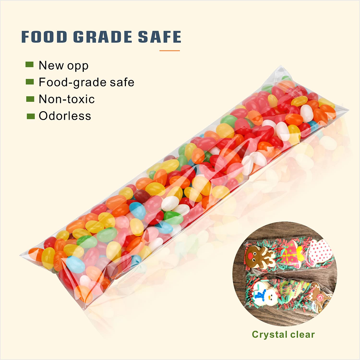 Voikinfo 100 pcs 3" x 6" Long Clear Resealable Cellophane Bags Self Sealing Treat Bags Cookie Bags with Adhesive Flap Gift Wrap Poly Bags Plastic Packaging 1.4 mil