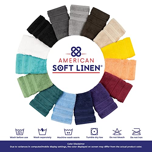 American Soft Linen Luxury 6 Piece Towel Set, 2 Bath Towels 2 Hand Towels 2 Washcloths, 100% Turkish Cotton Towels for Bathroom, White Towel Sets