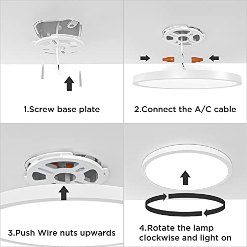 Roomratv Ceiling Light Fixture Flush Mount, Daylight White 15.8 inch Slim Flat Modern Surface Mount Ceiling Lighting LED Round Modern Ceiling Lamp 36W 5000K