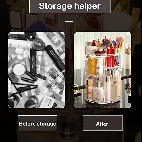 COMODID Makeup Organizer, 360 Degree Rotating Adjustable Cosmetic Storage Display Case with 8 Layers Large Capacity, Crystal Clear