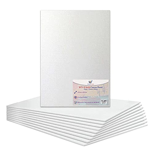 10 X 12β Canvas Panel Stretched Blank Canvas Board Primed Artist Boards 100% Cotton for Oil Paint Acrylic Painting Mixed Media White Canvases Painting Panel (10x12 Inch - 10 Boards)