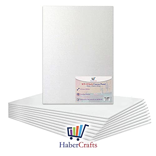 10 X 12β Canvas Panel Stretched Blank Canvas Board Primed Artist Boards 100% Cotton for Oil Paint Acrylic Painting Mixed Media White Canvases Painting Panel (10x12 Inch - 10 Boards)