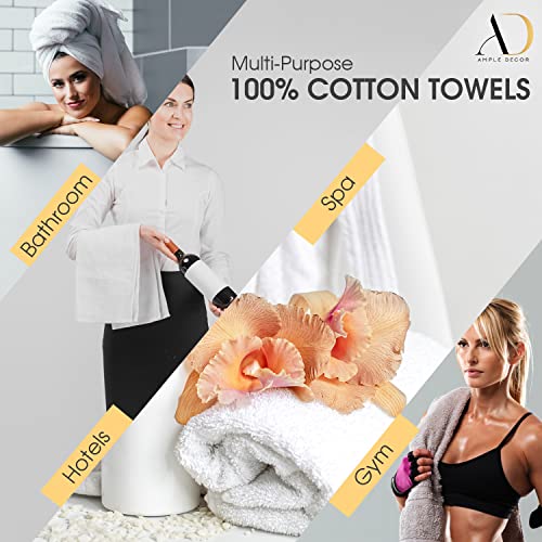 Ample Decor Wash Cloths Pack of 20, Oeko Tex Certified 600 GSM 100% Cotton Soft Absorbent, Premium Quality Durable Machine Washable, Ideal for Bathroom, Pool, Hotel, Spa – Orange