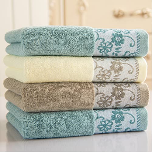 Pidada Hand Towels Set of 2 Wisteria Floral Pattern Soft Absorbent Decorative Cotton Towel for Bathroom 13.4 x 29.1 Inch (Light Yellow)