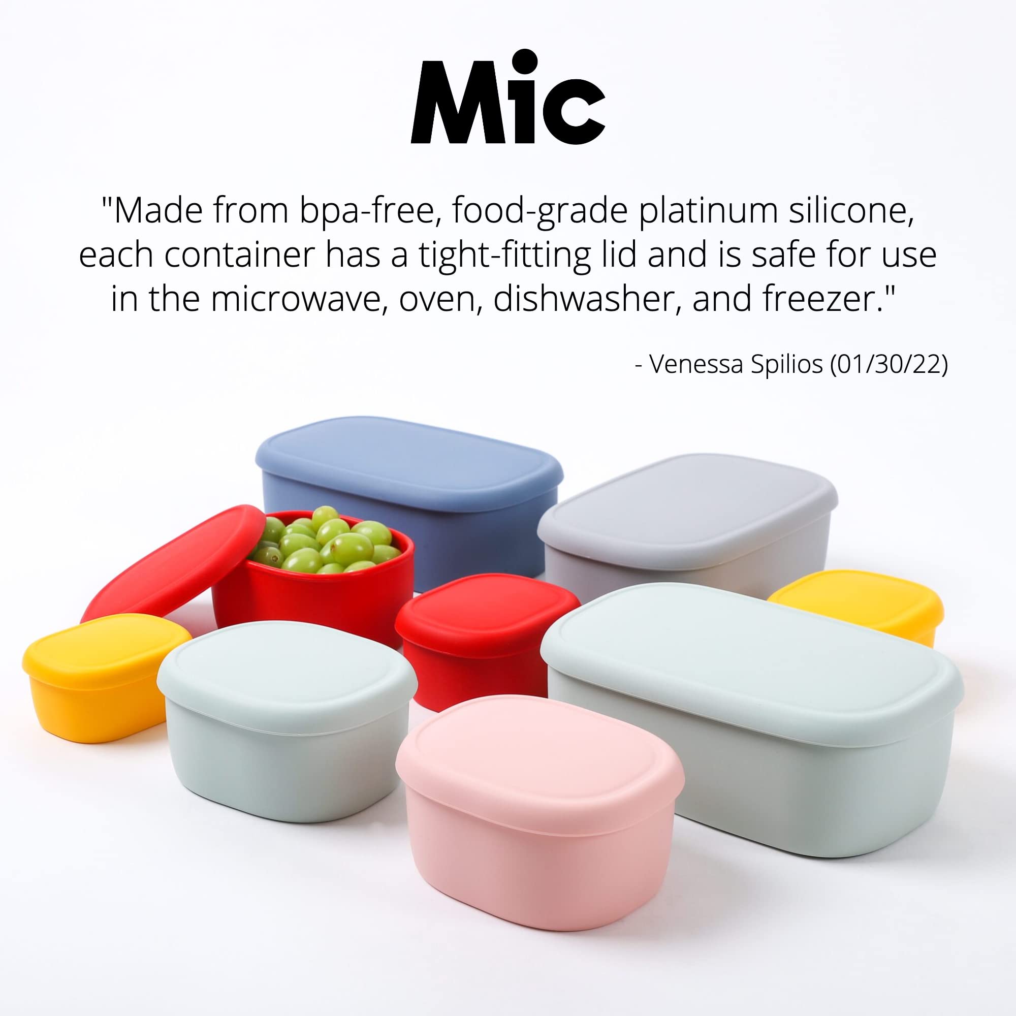 BLUE GINKGO Nesting Silicone Containers - Set of 3 Hard-Shell Silicone Food Storage Containers | BPA Free, Airtight, Dishwasher and Freezer Safe (6.7oz, 10oz, 20oz) - Blue