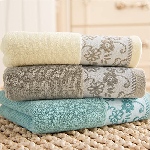 Pidada Hand Towels Set of 2 Wisteria Floral Pattern Soft Absorbent Decorative Cotton Towel for Bathroom 13.4 x 29.1 Inch (Light Yellow)