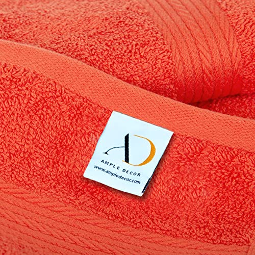 Ample Decor Wash Cloths Pack of 20, Oeko Tex Certified 600 GSM 100% Cotton Soft Absorbent, Premium Quality Durable Machine Washable, Ideal for Bathroom, Pool, Hotel, Spa – Orange
