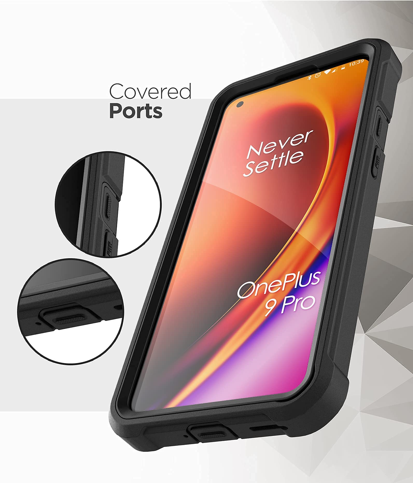 Encased Falcon Armor Designed for OnePlus 9 Case with Built-in Screen Protector and Belt Clip Holster (OnePlus 9 Pro)
