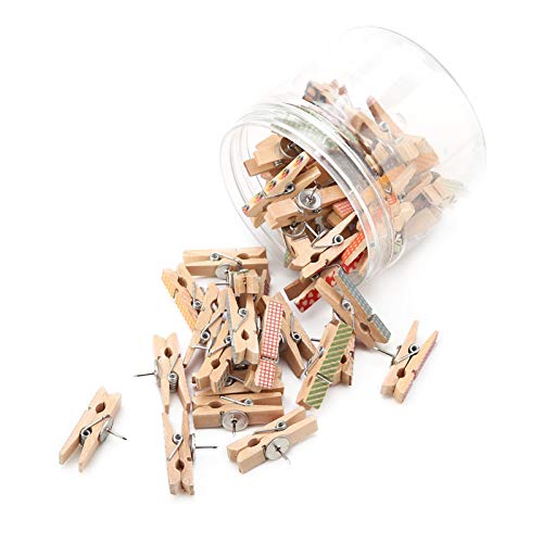 Oumefar 50pcs Wooden Clips Mini Size 35 * 7mm Natural Crude Wood Clips Craft Decoration Pegs for Photo Clips Clothes Clothespin
