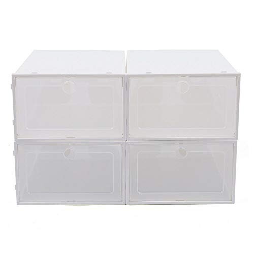TFCFL Shoe Box, Set of 20 Shoe Storage Organizers Plastic Stackable Home Clear Shoe Box Rack Clear Drawer-White