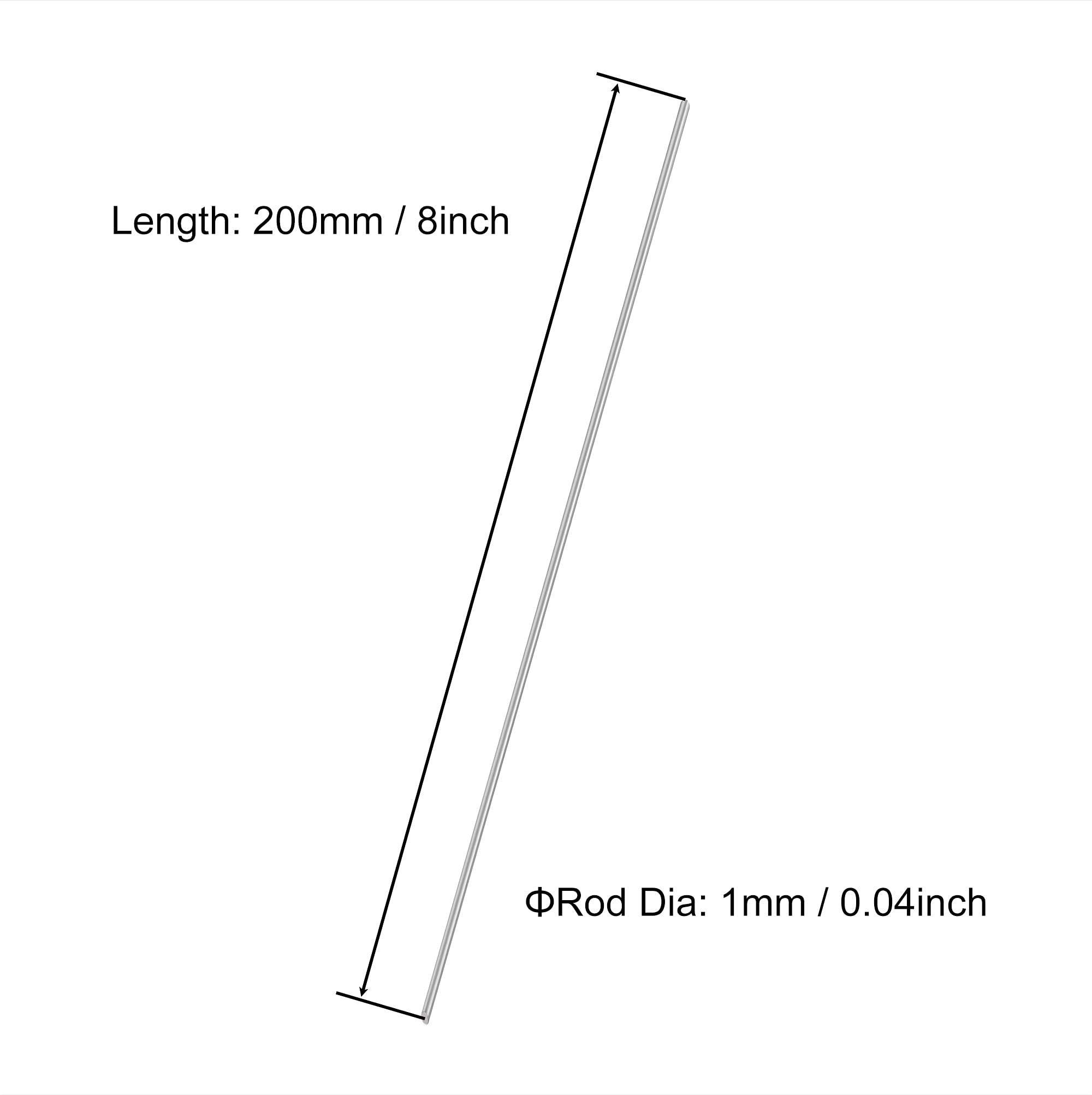 VictorsHome 1mm x 200mm 304 Stainless Steel Round Rod, Metal Solid Shaft Rods Lathe Bar Stock for DIY Crafts Model Car Helicopter Airplane 10pcs