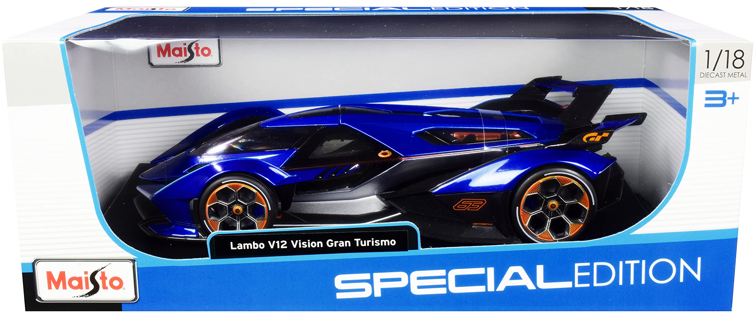 Maisto Diecast Cars Lambo V12 Vision Gran Turismo Blue Metallic 118 Diecast Model Car by Maisto 31454