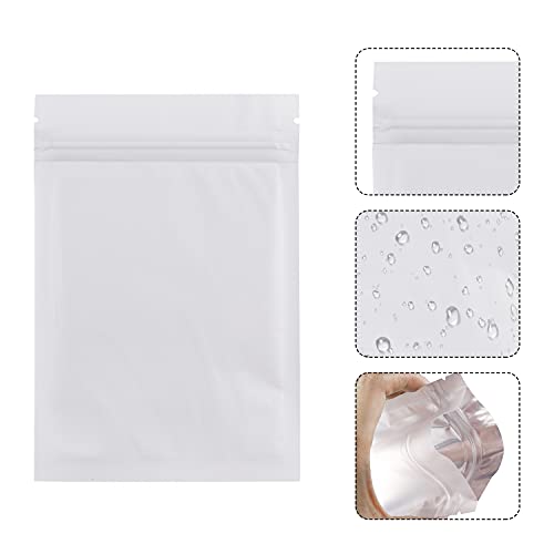 100 Pack Smell Proof Bags 3 x 4 Inch Resealable Mylar Bags Foil Pouch Flat Bag with Clear Window White