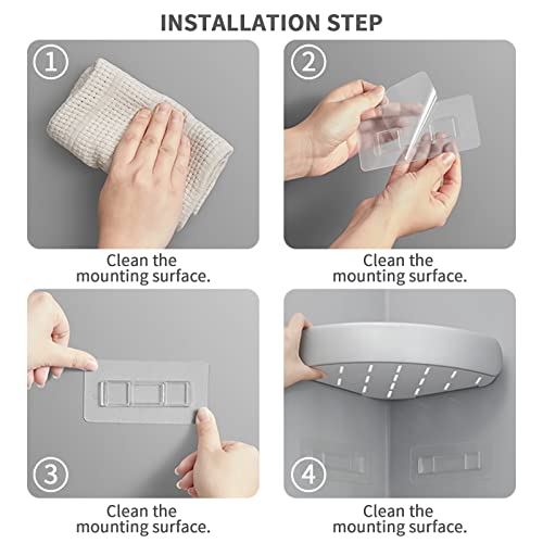 TOPHOME Triangular Corner Shower Rack Shower Caddy Corner Shelf Shower Basket Wall Mounted Shower Holder Organizer Storage Basket Rack for Bathroom Kitchen Toilet Dorm-NO-Drilling