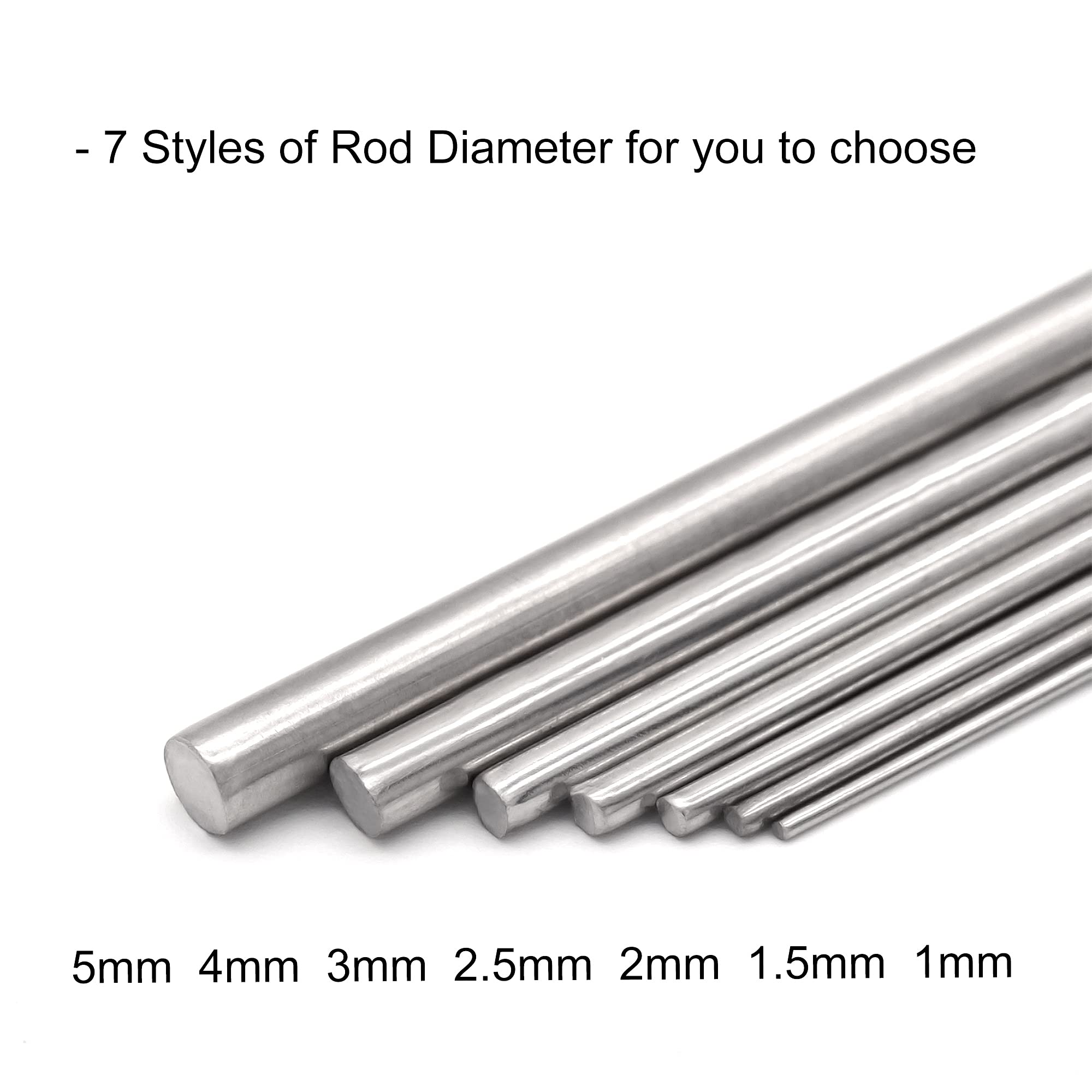 VictorsHome 1mm x 200mm 304 Stainless Steel Round Rod, Metal Solid Shaft Rods Lathe Bar Stock for DIY Crafts Model Car Helicopter Airplane 10pcs