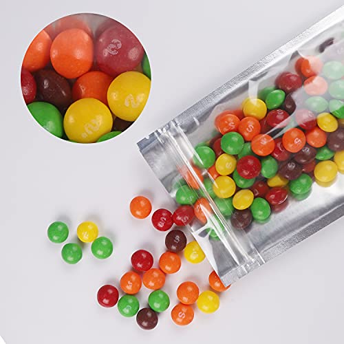 100 Pack Smell Proof Bags 3 x 4 Inch Resealable Mylar Bags Foil Pouch Flat Bag with Clear Window White