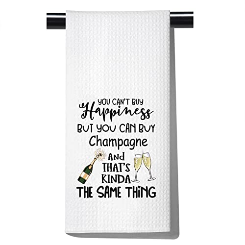 POFULL You Can’t Buy Happiness Kitchen Towel for The Champagne Lover Housewarming Party Decor (You Can’t Buy Towel)