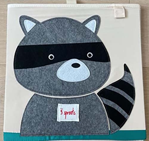 3 Sprouts, 13inch x 13inch x 13inch Cube Storage, Pack of 2 (Racoon and Fox)