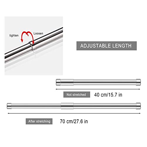Closet Pole, Closet Rod with Telescopic Adjustment, with Wardrobe Rail Rod Pole Socket and Screws, Pack-2, Clothes Rod for Closet Suitable for Wardrobes, Cabinets, Bathrooms (15.7ββ-27.6ββ)