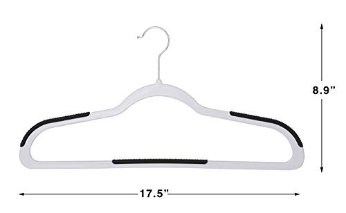 Finnhomy Heavy Duty 50 Pack Plastic Hangers, Durable Clothes Hangers with New Generation Non-Slip Pads,Space Saving Easy Slide Organizer for Bedroom Closet, Great for Shirts, Pants, White