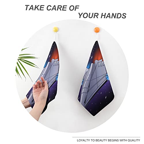 Lurnise Hand Towel Space Ship Hand Towels Dish Towel Lanyard Design for Bathroom Kitchen Sports