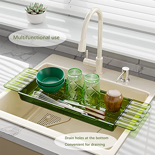 Ollimy Bath Shelf Bathtub Tray, Adjustable Bathtub Caddy Tray Storage Rack - Bathroom Bathtub Tray - Expandable Bath Shelf Fits All Tubs (Transparent)